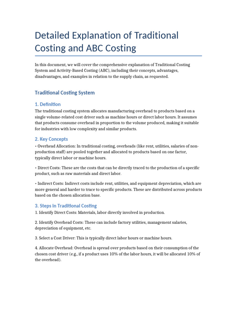 Traditional Vs ABC Costing Explanation | PDF | Economies | Business ...