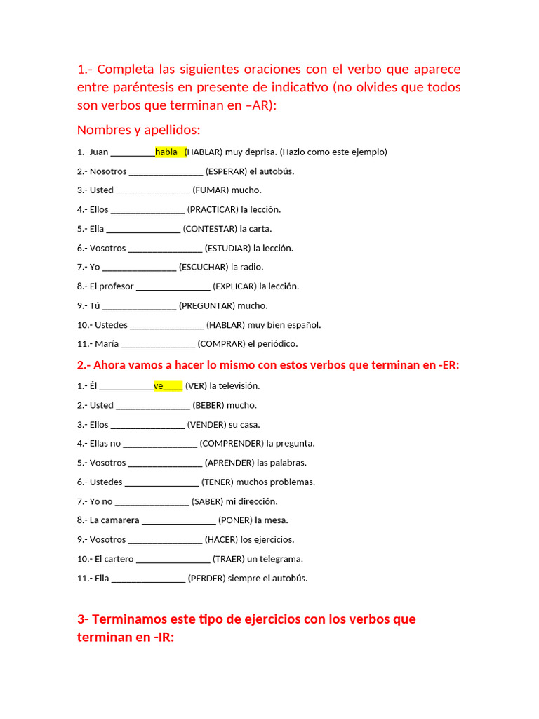 Actividades Con Verbos | PDF | Artes del Lenguaje y Comunicación