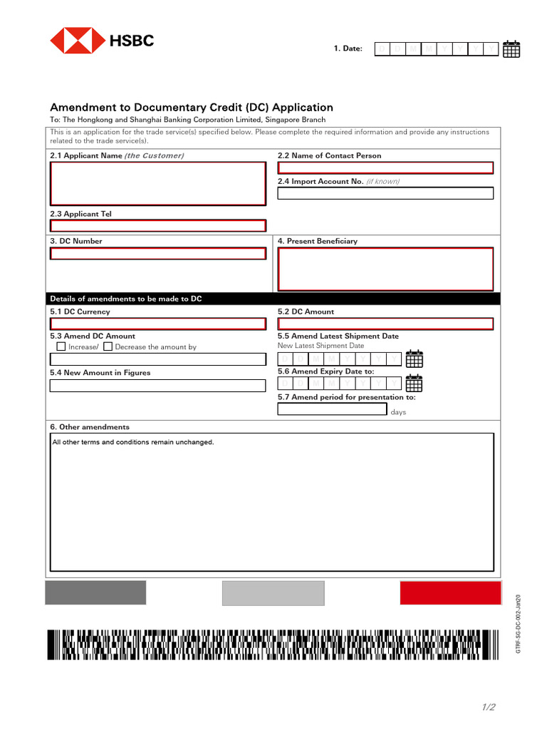 12 17 Amendment To Documentary Credit Application | PDF | Debit Card ...