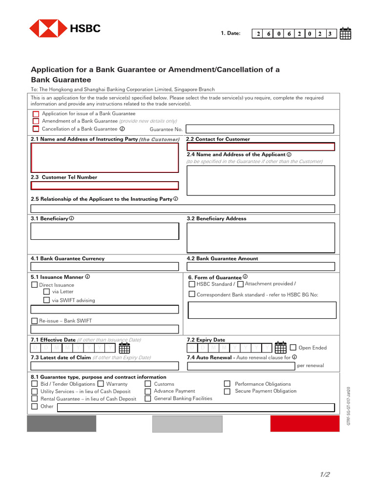 HSBC Bank Guarantee Application Form | PDF | Debit Card | Payments