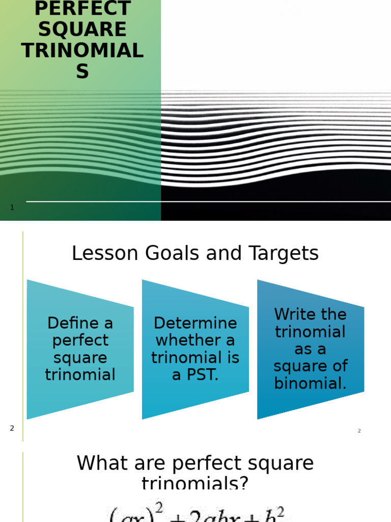 Math 8 Perfect Square Trinomials | PDF