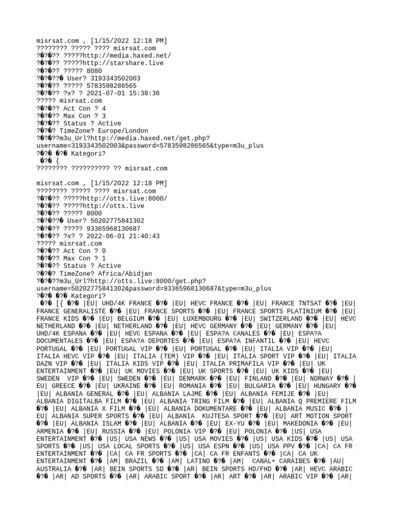5000 Xtream IPTV Codes 2022 VIP 15-01-2022 14 | PDF | European Union ...