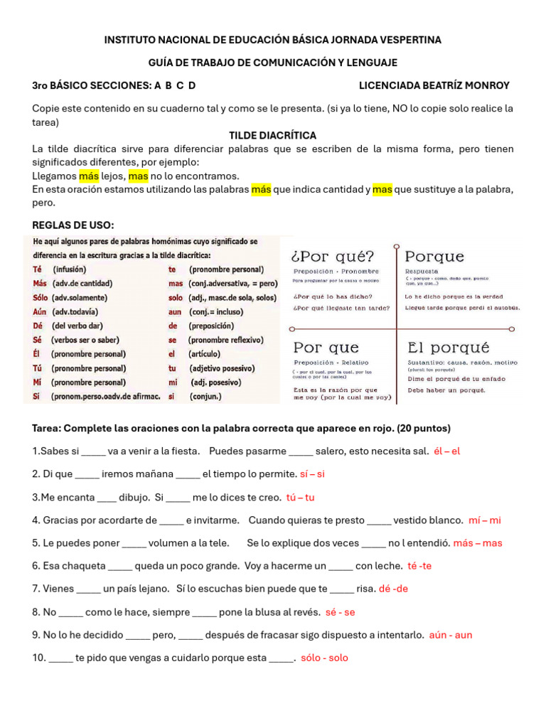 TAREA 3ros Semana Recuperación | PDF