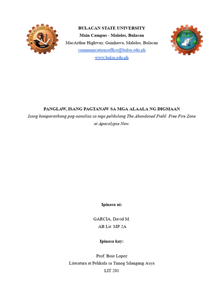 Panglaw, Isang Pagtanaw Sa Mga Alaala NG Digmaan | PDF