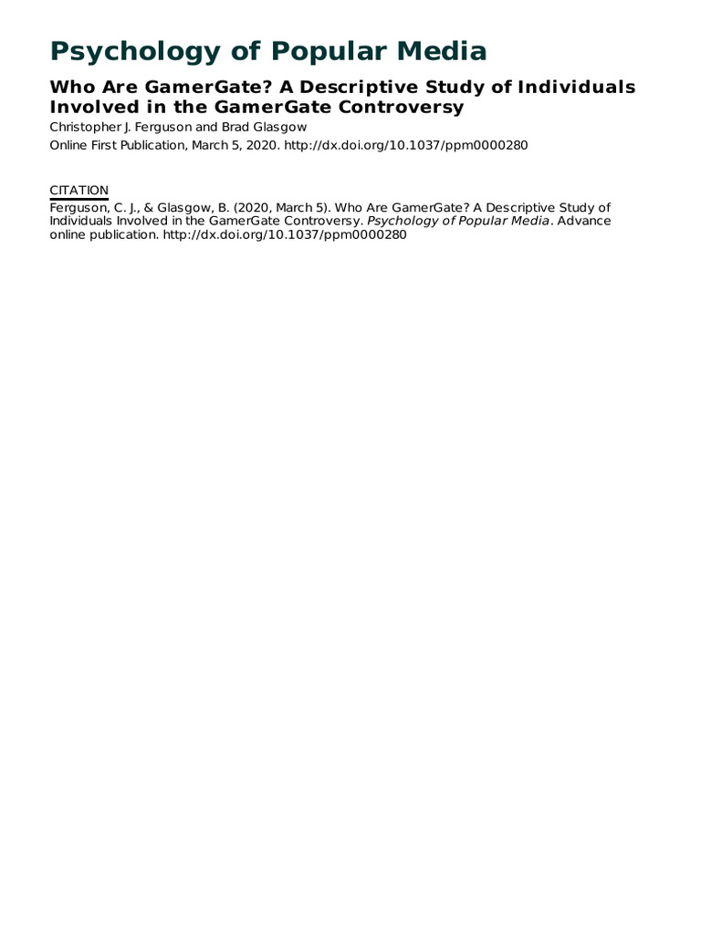 Gamer Gate | PDF | Dependent And Independent Variables | Misogyny
