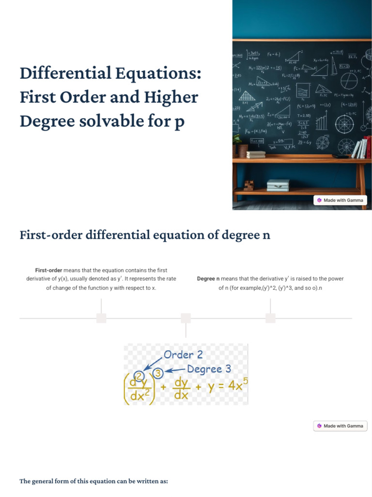 Differential Equations First Order and Higher Degree Solvable For P | PDF
