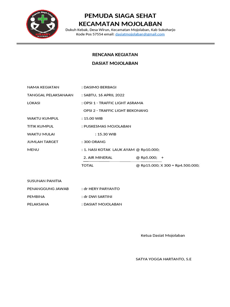 Rencana Kegiatan Bagi Takjil 2022 | PDF