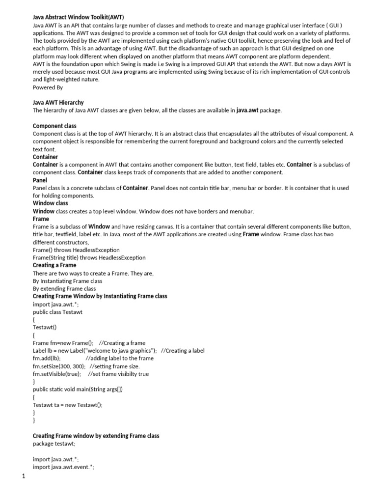 Java Abstract Window Toolkit Pdf Class Computer Programming Window Computing
