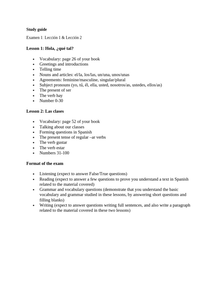 Guía de Estudio para Examen de Español | PDF | Artes del Lenguaje y ...