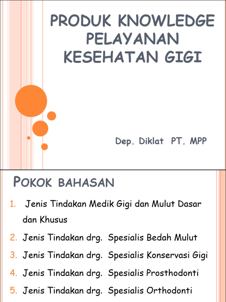 Produk Knowledge Pelayanan Kesehatan Gigi | PDF