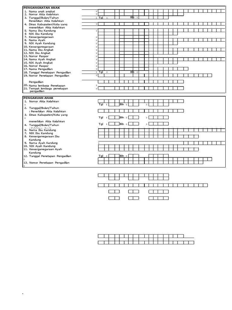 Formulir Pengangkatan Anak | PDF