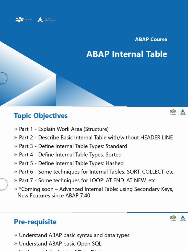 ABAP - T05-001 - ABAP Internal Table | PDF | Database Index | Computer Programming