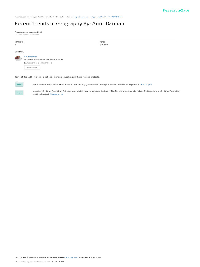 Recent trend in geography | PDF | Geographic Information System | Geography