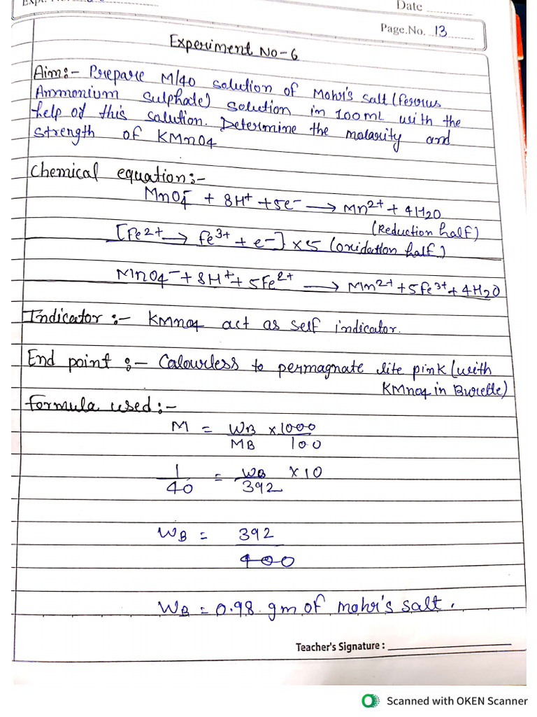 12 Chemistry Practical 3 | PDF