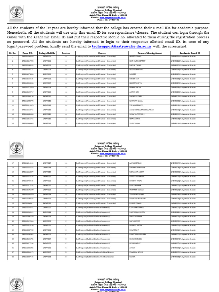 Roll No Notice Pdf Economies