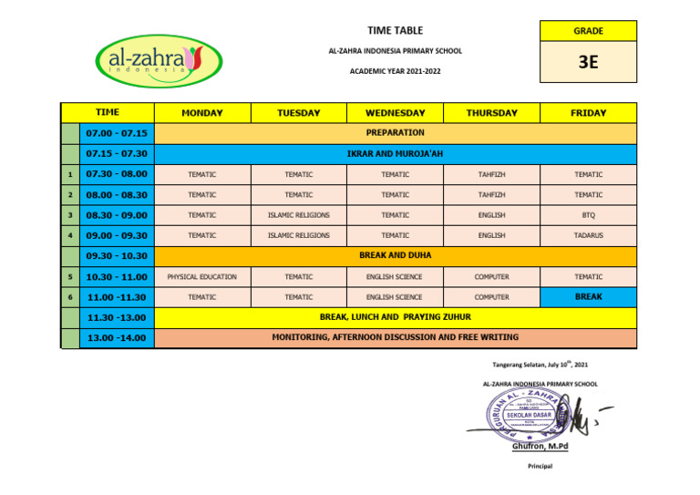 Jadwal Kelas 3E | PDF