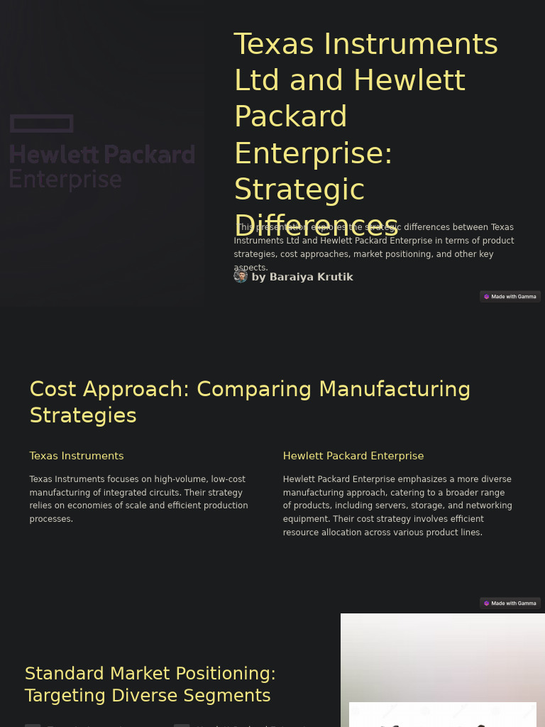 Texas Instruments LTD and Hewlett Packard Enterprise Strategic Differences | PDF | Pricing ...