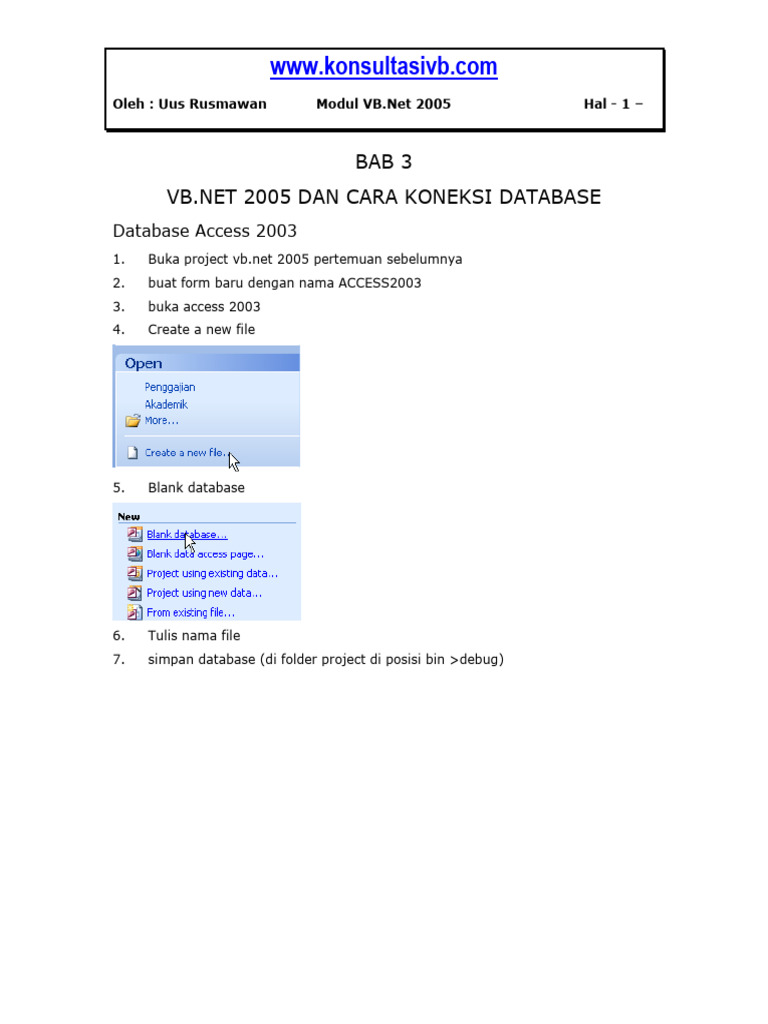 3 VB - Net 2005 Dan Cara Koneksi Database | PDF