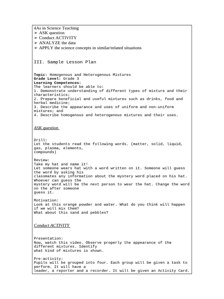 4as Teaching Sciences in Elementary Grades | PDF | Mixture | Cognition