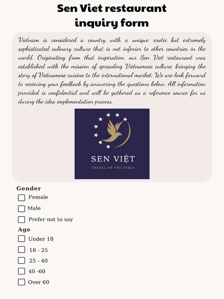 Sen Viet Inquiry form | PDF