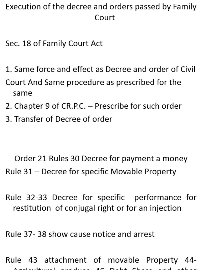 Family Court Decree Execution Guidelines | PDF