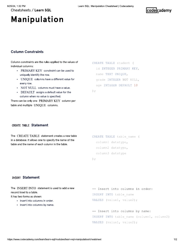 sql manipulation | PDF