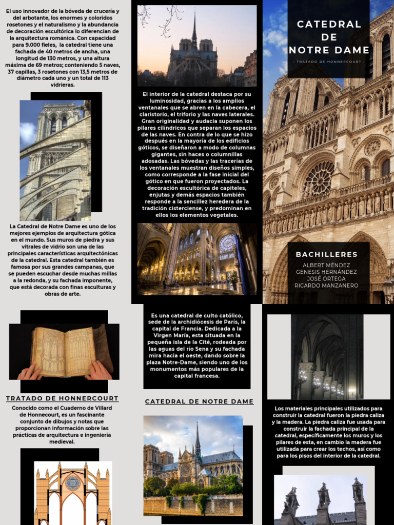 Folleto Tríptico Catedral de Notre Dame | PDF | Arquitectura gótica | Diseño arquitectonico