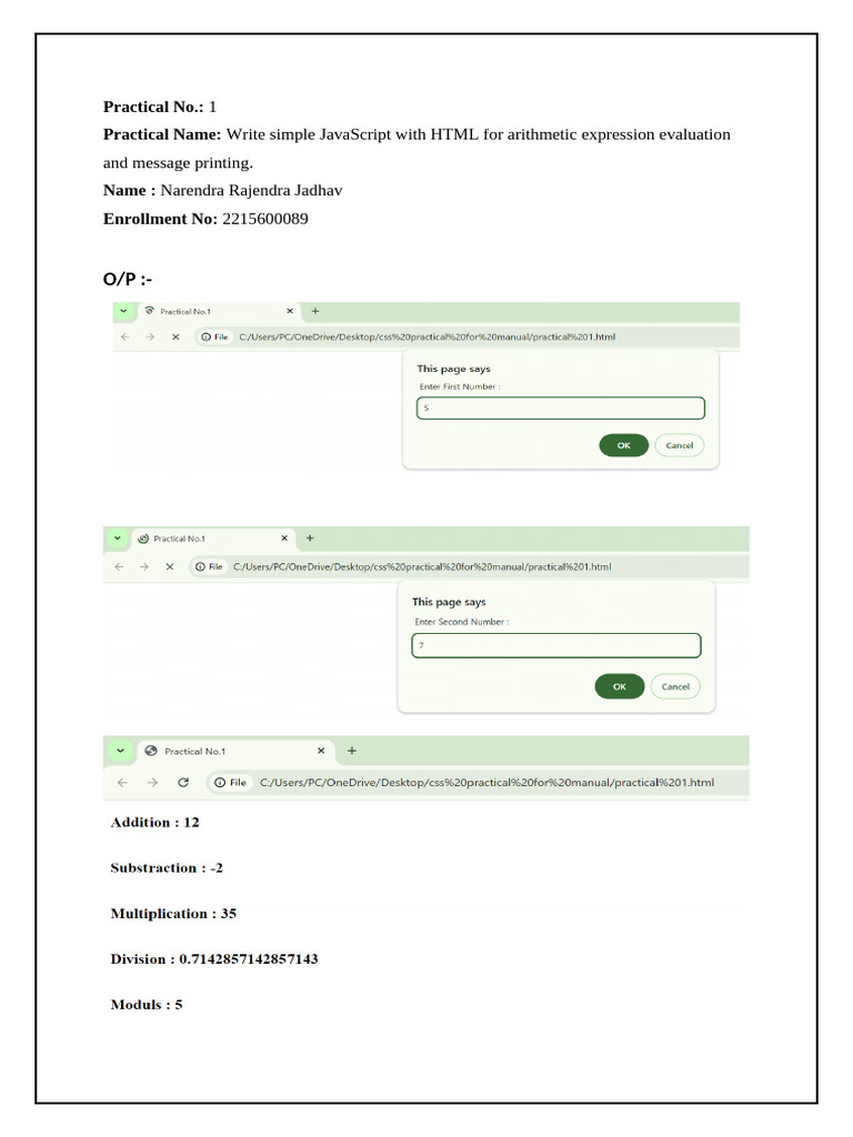 Practical No | PDF | Java Script | Control Flow Practical No | PDF | Java Script | Control Flow