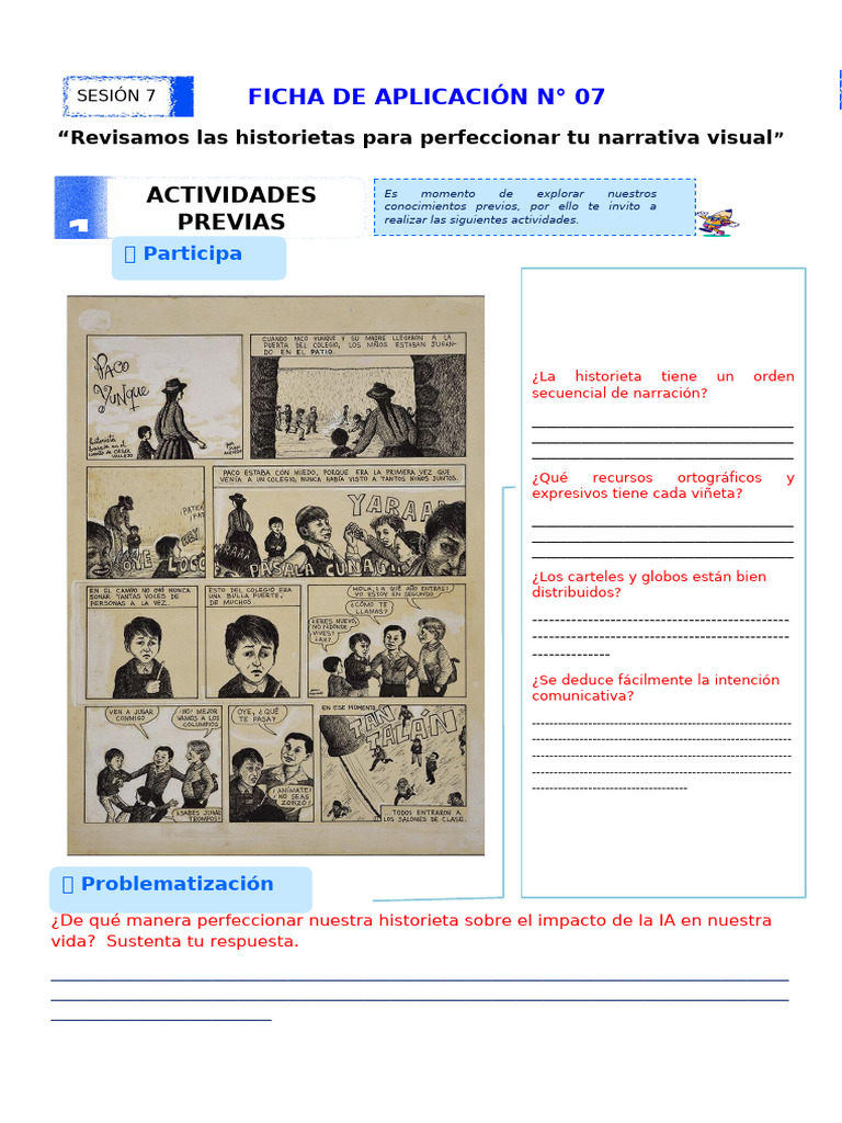 FICHA 7 - Revisamos Las Historietas para Perfeccionar Tu Narrativa ...