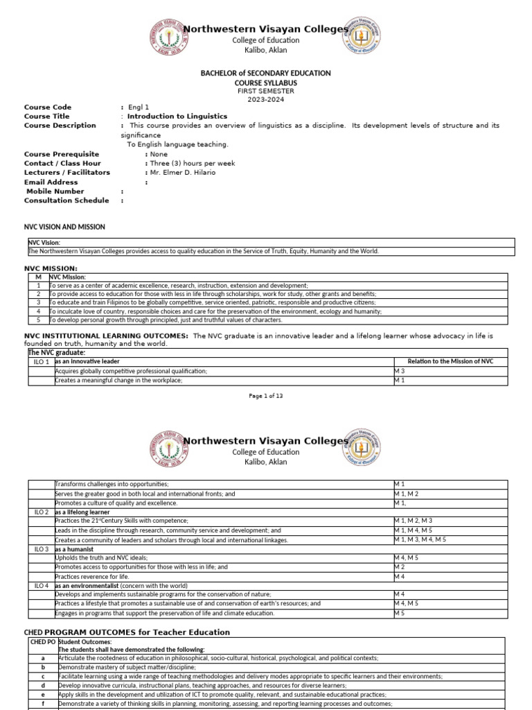Educ - GE 4 - PURPOSIVE-COM - 2023-2024 | PDF | Learning | Curriculum