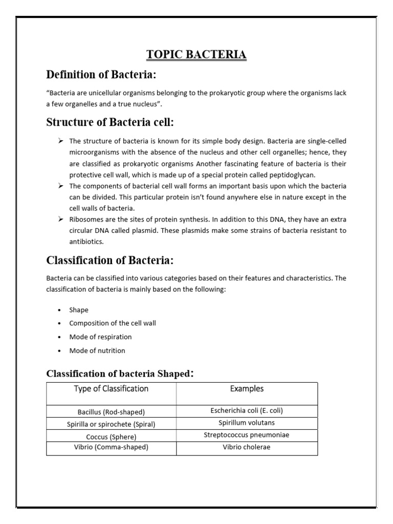 Bacteria Notes | PDF | Bacteria | Cell (Biology)