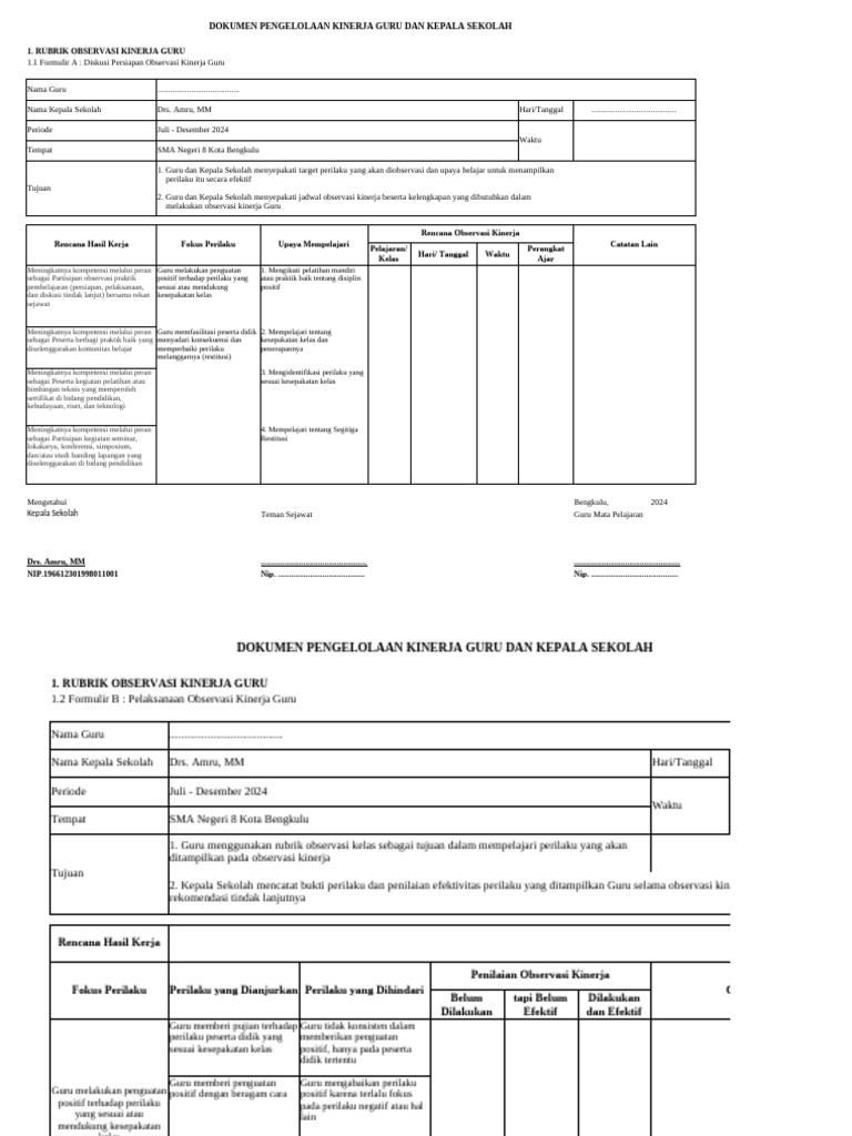 Cetak Form Observasi Guru | PDF