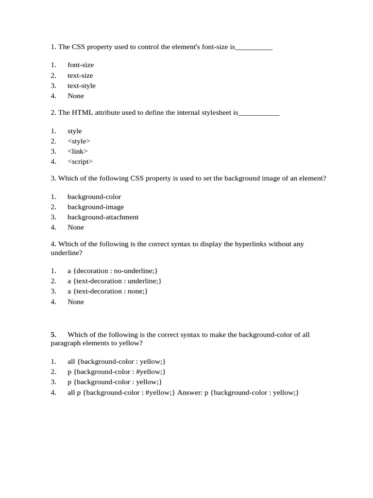 CSS MCQ | PDF | World Wide Web Consortium | Cyberspace