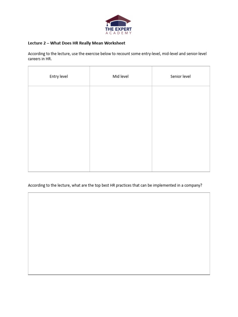 L2 What Does HR Really Mean Worksheet | PDF | Self-Improvement