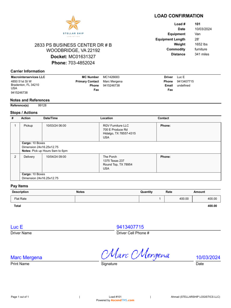 Logistics Load Confirmation | PDF | Cargo | Logistics