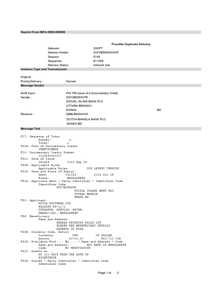 Ack - 1216240400207 | PDF | Receipt | Letter Of Credit