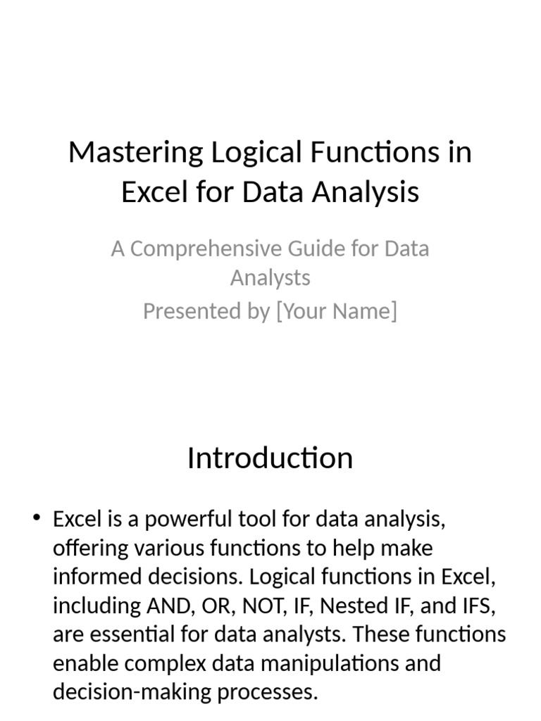 Logical Functions Excel Presentation | PDF | Data Analysis | Function (Mathematics)