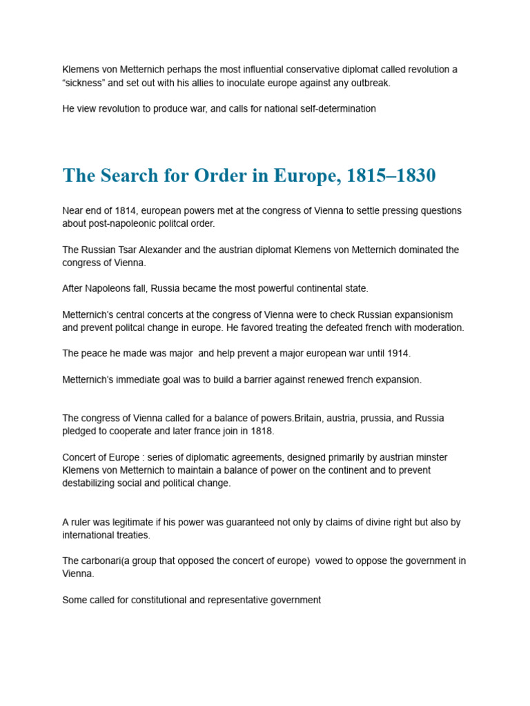 Southern Europe: Revolutions and Diplomacy | PDF | Romanticism | Liberalism