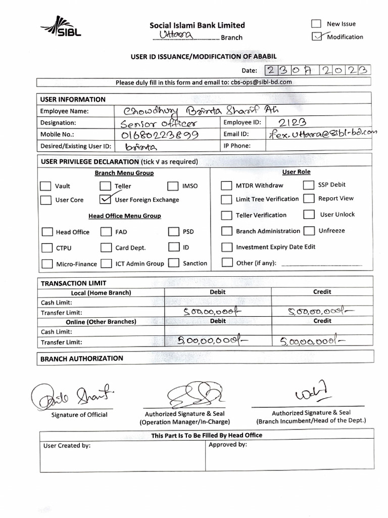 User ID Issuance/Modification Form | PDF | Finance & Money Management ...
