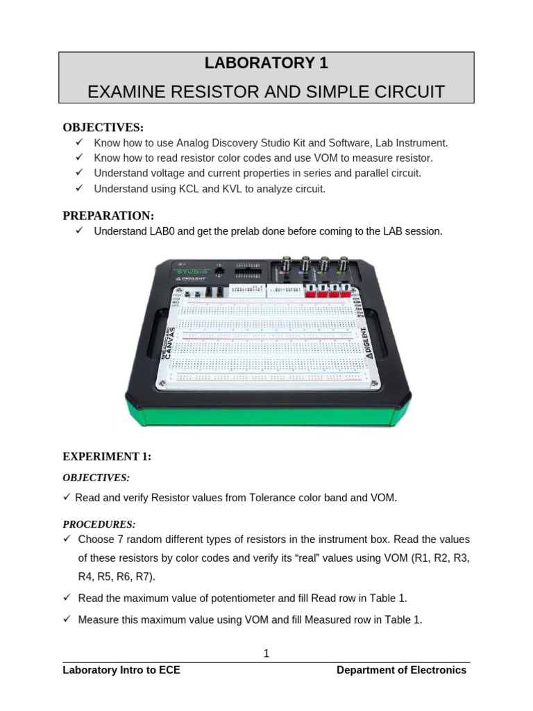 2 Ece Lab1 Res Series Parallel | PDF | Resistor | Voltage