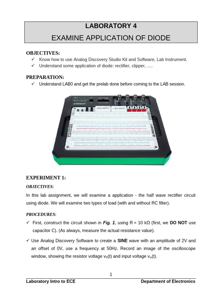 2 Ece Lab4 Diode Application | PDF | Rectifier | Electrical Circuits