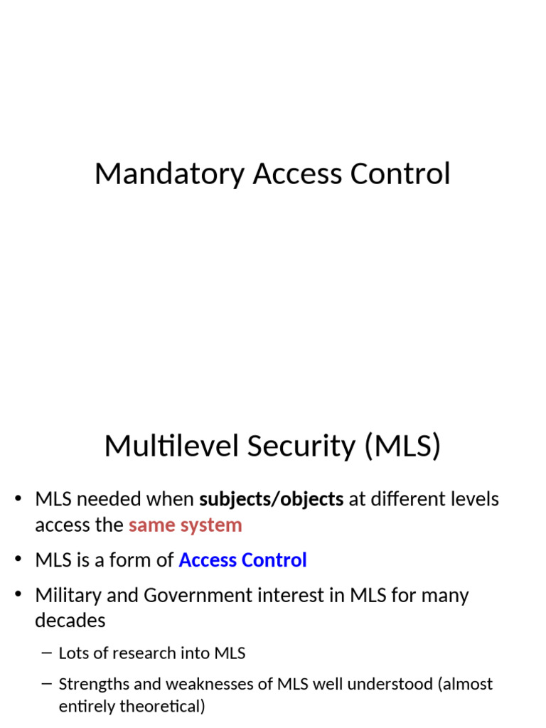 08 Mandatory Access Control Mac Pdf Classified Information