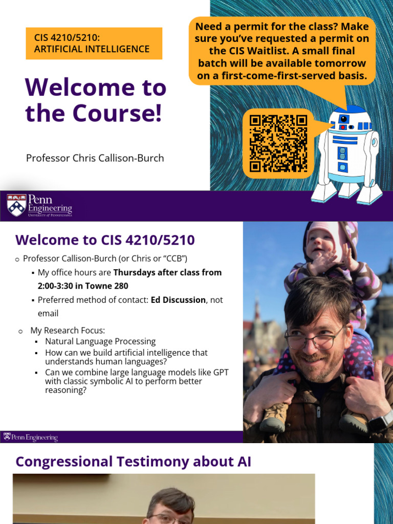 AI Course Overview by Chris Callison-Burch | PDF | Artificial Intelligence | Intelligence (AI ...