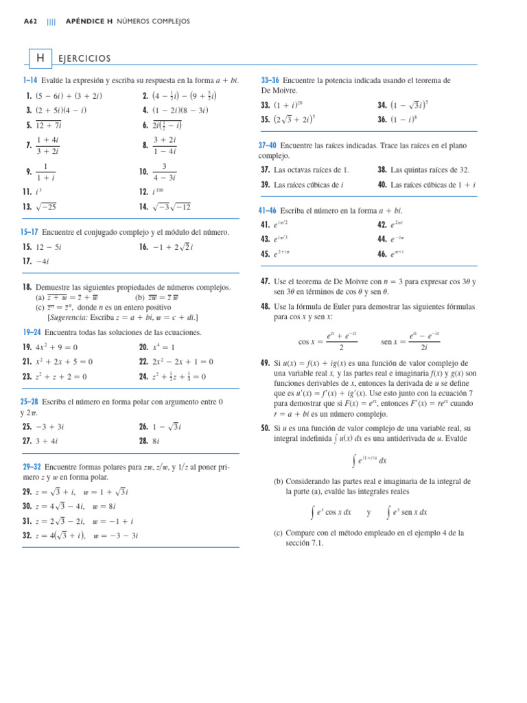 Ejer Cici Os Algebra Lineal | PDF | Número complejo | Álgebra