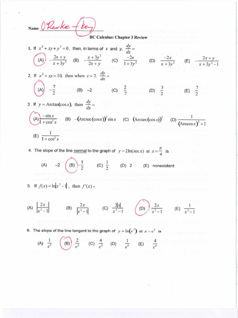 Chapter 3 Review KEY | PDF