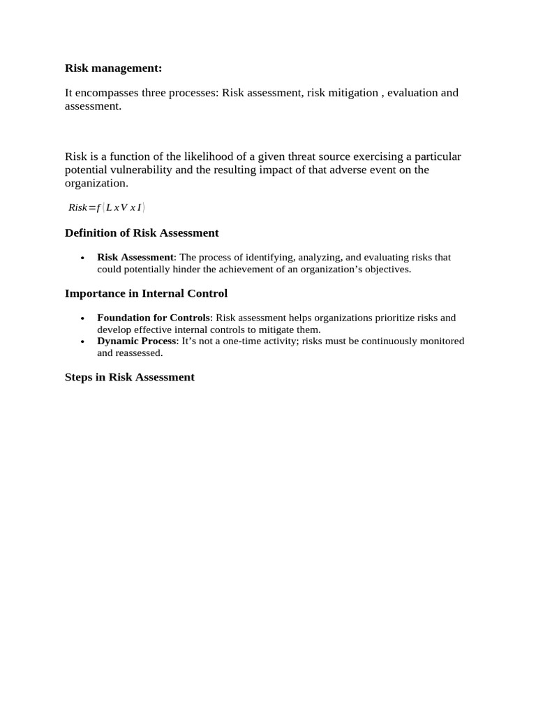 Risk Assessment and Internal Controls | PDF | Risk Assessment | Risk