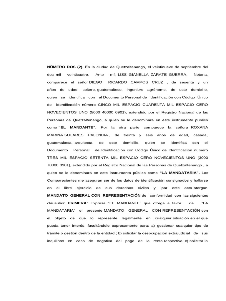 Mandato General Con Representación | PDF