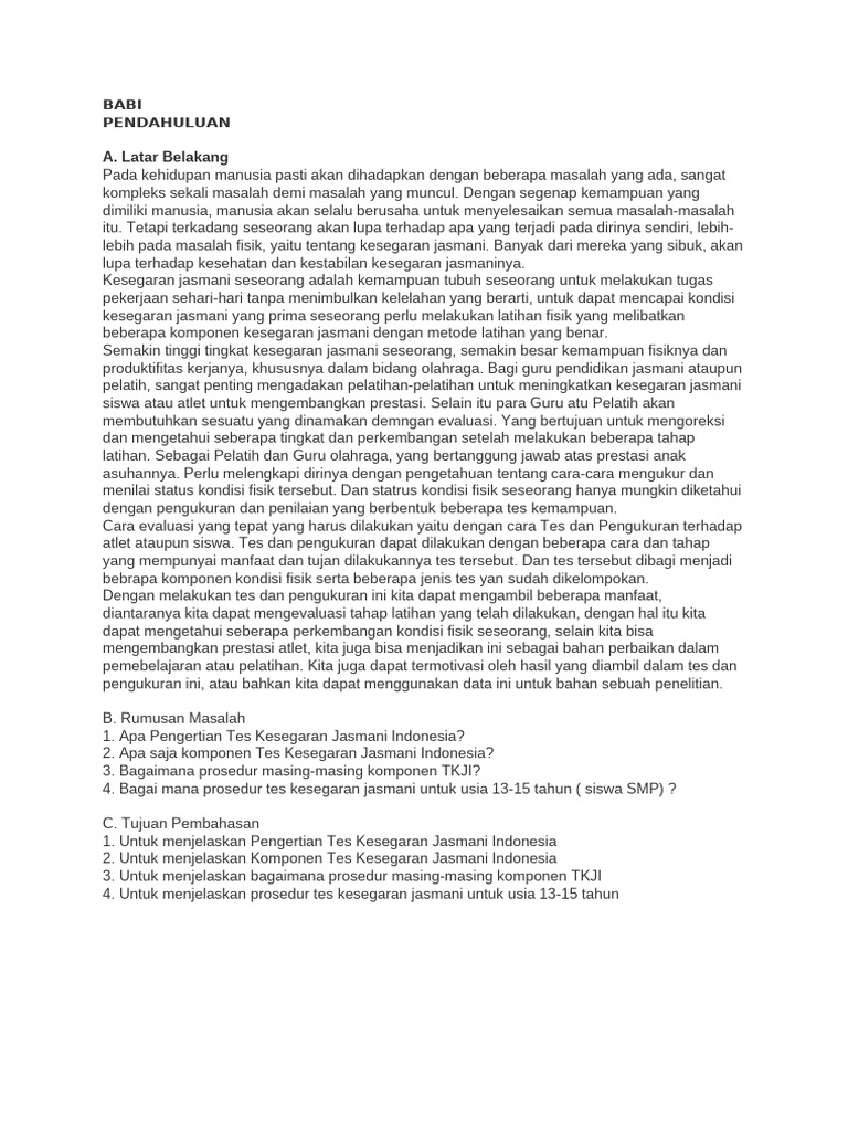 TES KESEGARAN JASMANI INDONESIA | PDF