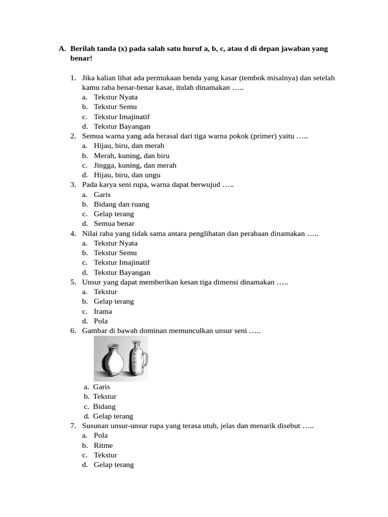 Soal Seni Rupa Kelas 6 | PDF