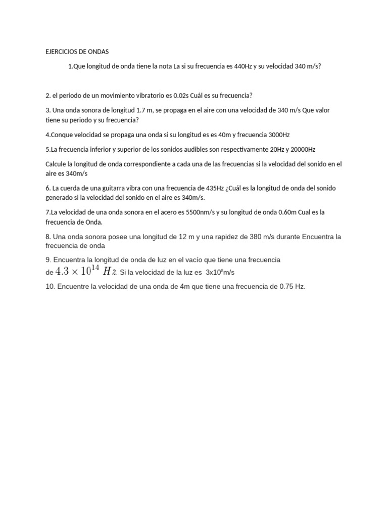 Ejercicios de Ondas 1 | PDF | Arte